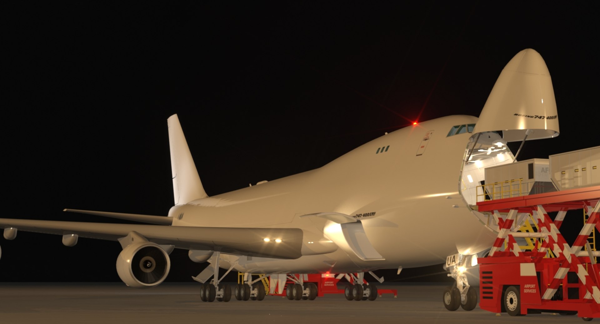 Night Scene Freighter Aircraft 3d Model