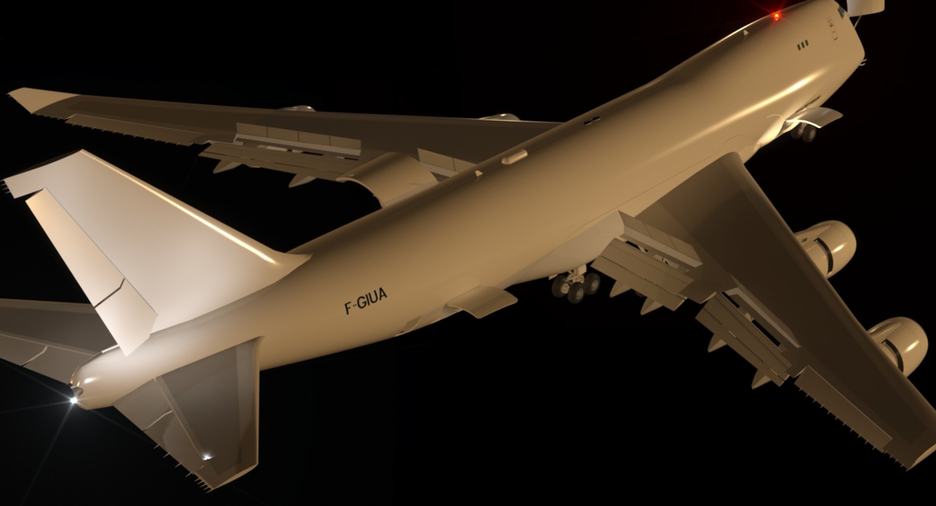 Night Scene Freighter Aircraft 3d Model