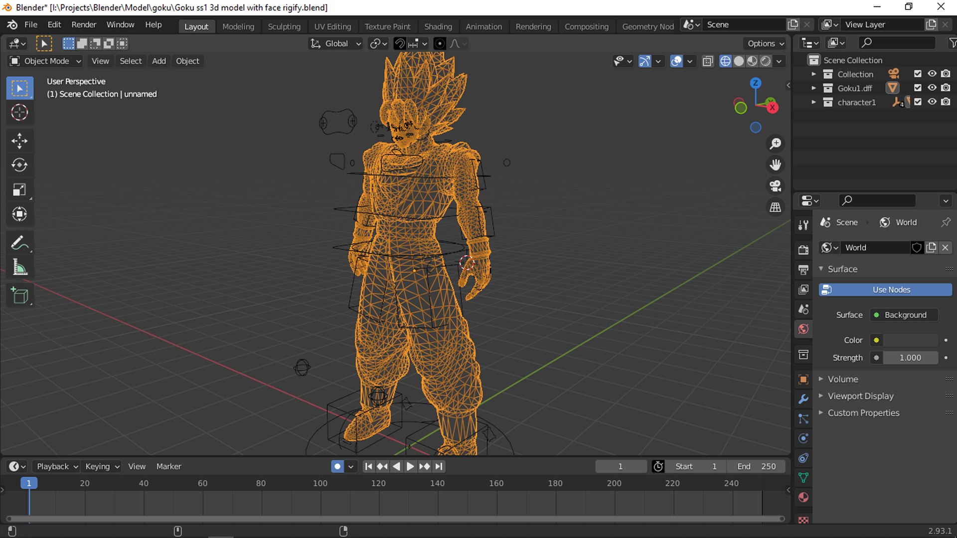 3D Goku SS1 Blender 3d Model Rigify With Faceno Color Model ...