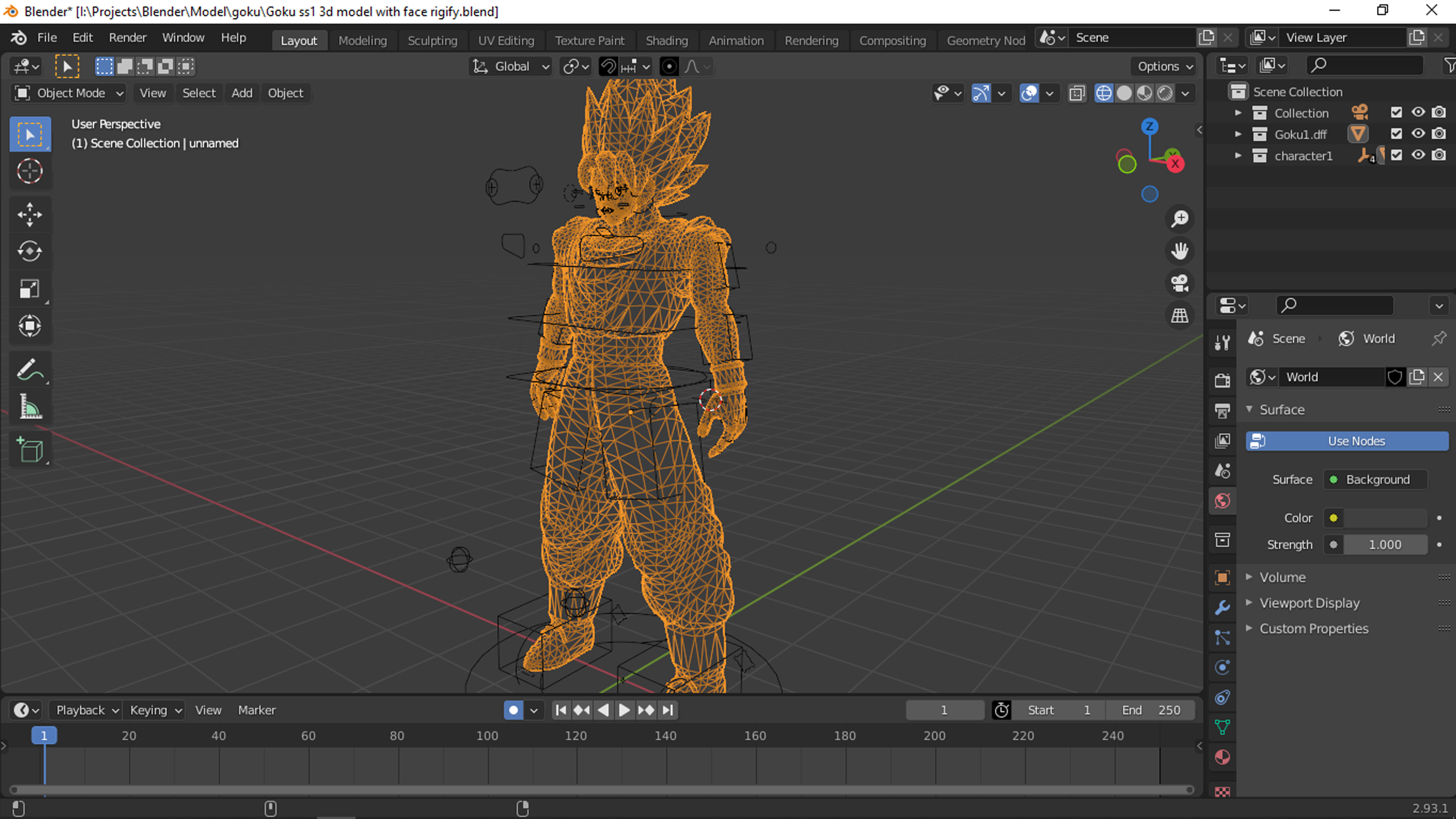 modelo 3d Goku SS1 Blender modelo 3d rigificar con faceno color gratis ...