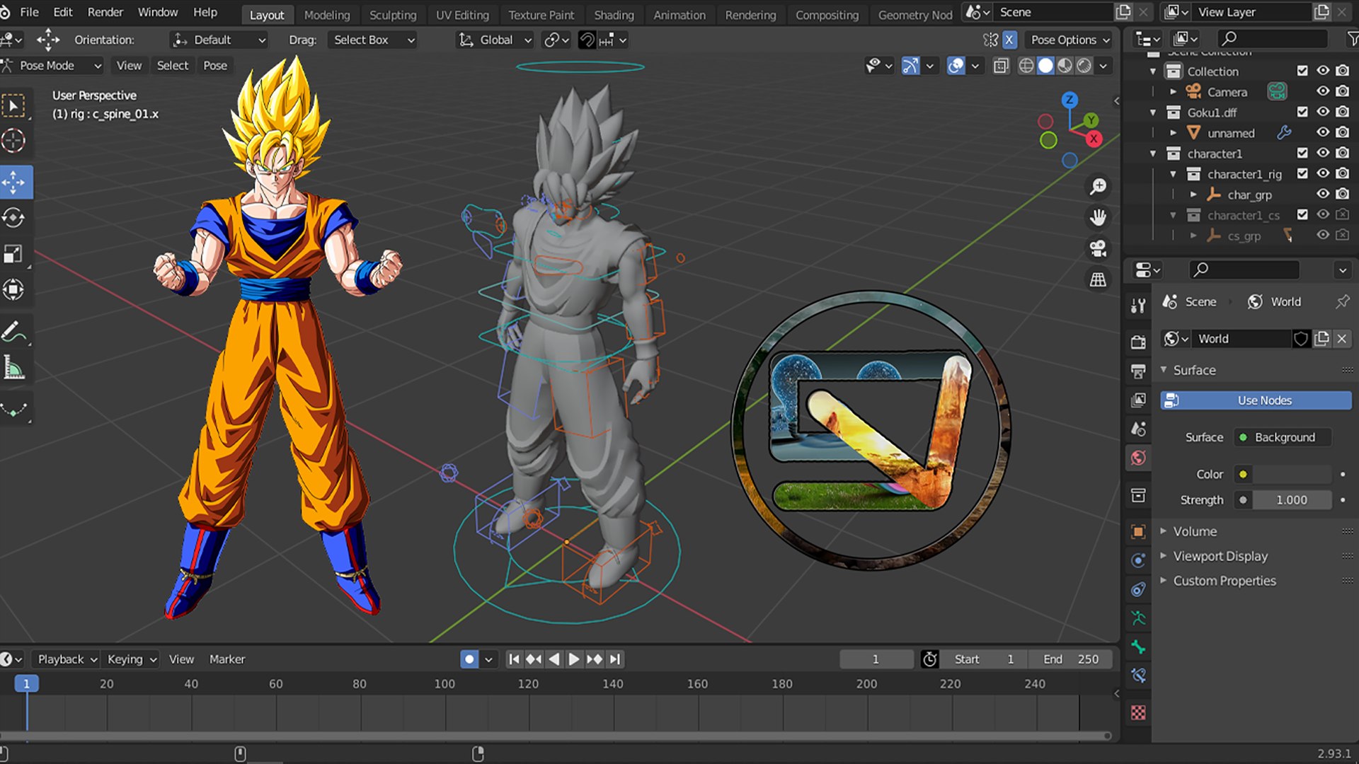 3D Goku SS1 Blender 3d Model Rigify With Faceno Color Model ...