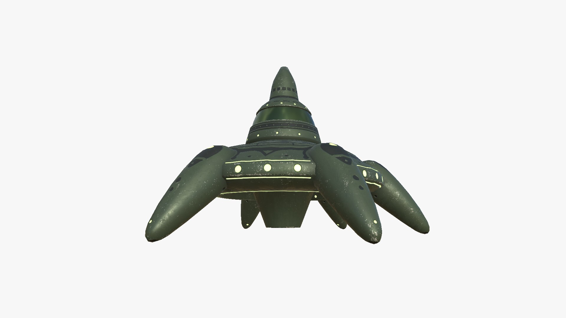 Alien Spaceship UFO G05 Dark Green - Sci Fi Spacecraft Design 3D Model ...
