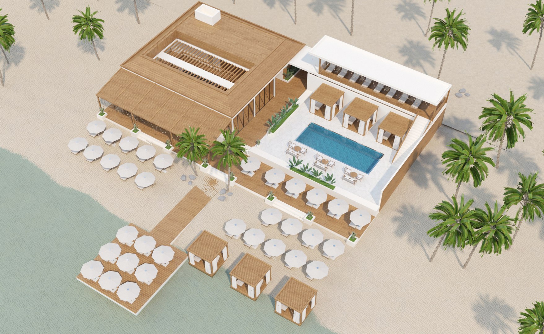 3D Beach Club Resort Exterior model - TurboSquid 1913291