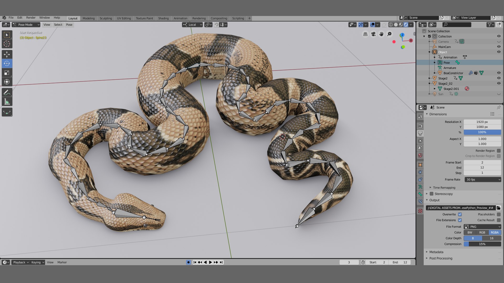 3D Boa Constrictor - Rigged - TurboSquid 1774439