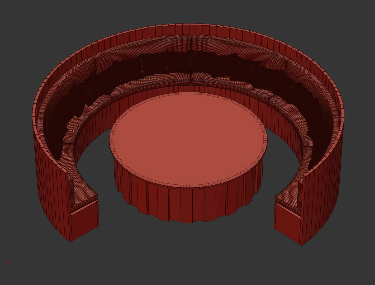 Wooden Round Garden Bench With Coffee Table 3D - TurboSquid 2250679