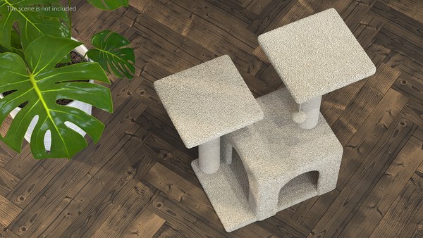 3D model Cat Tree 3-Level with Cat - TurboSquid 1819412