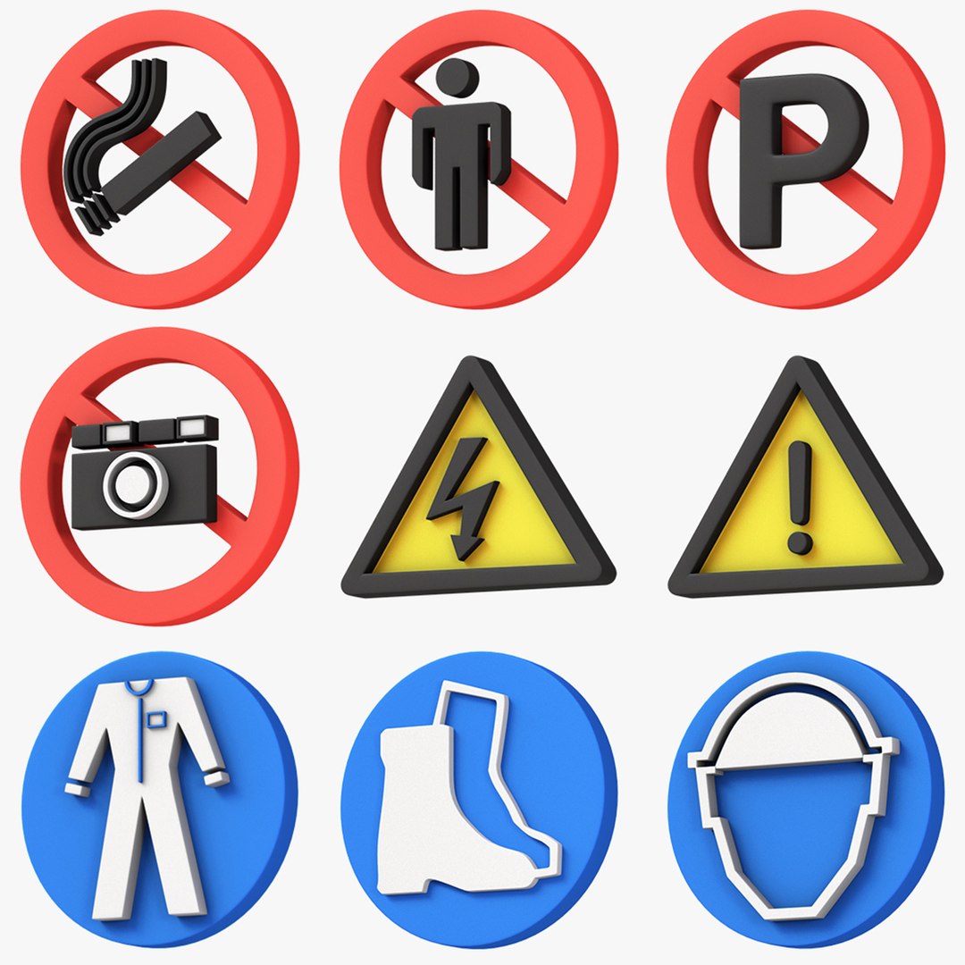 3D Industrial Safety Icons - TurboSquid 1918099