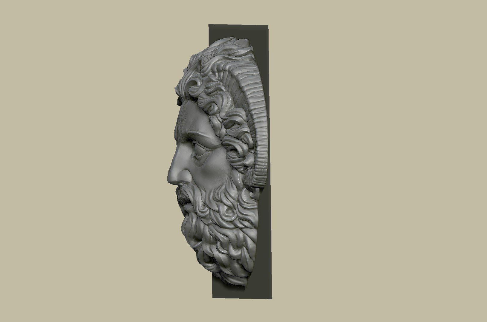 3D Model Roman Greek Zeus Sculptural Wall Relief Plaque - TurboSquid ...