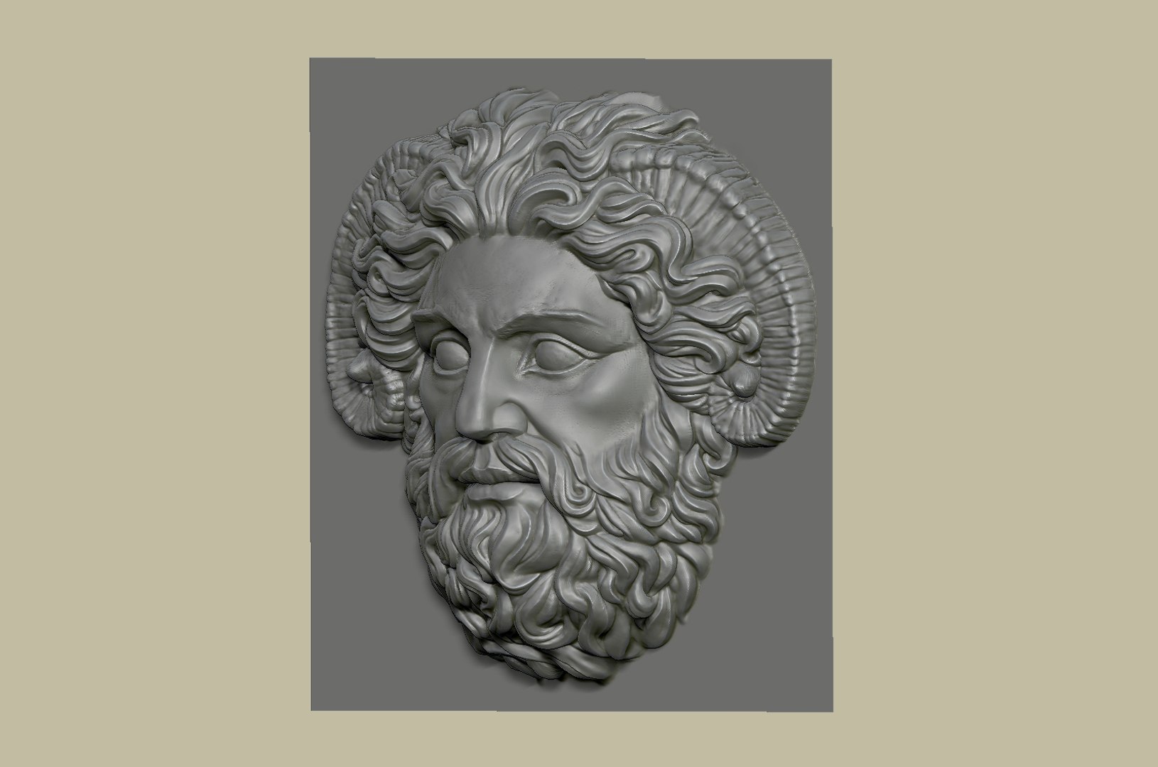 3D Model Roman Greek Zeus Sculptural Wall Relief Plaque - TurboSquid ...