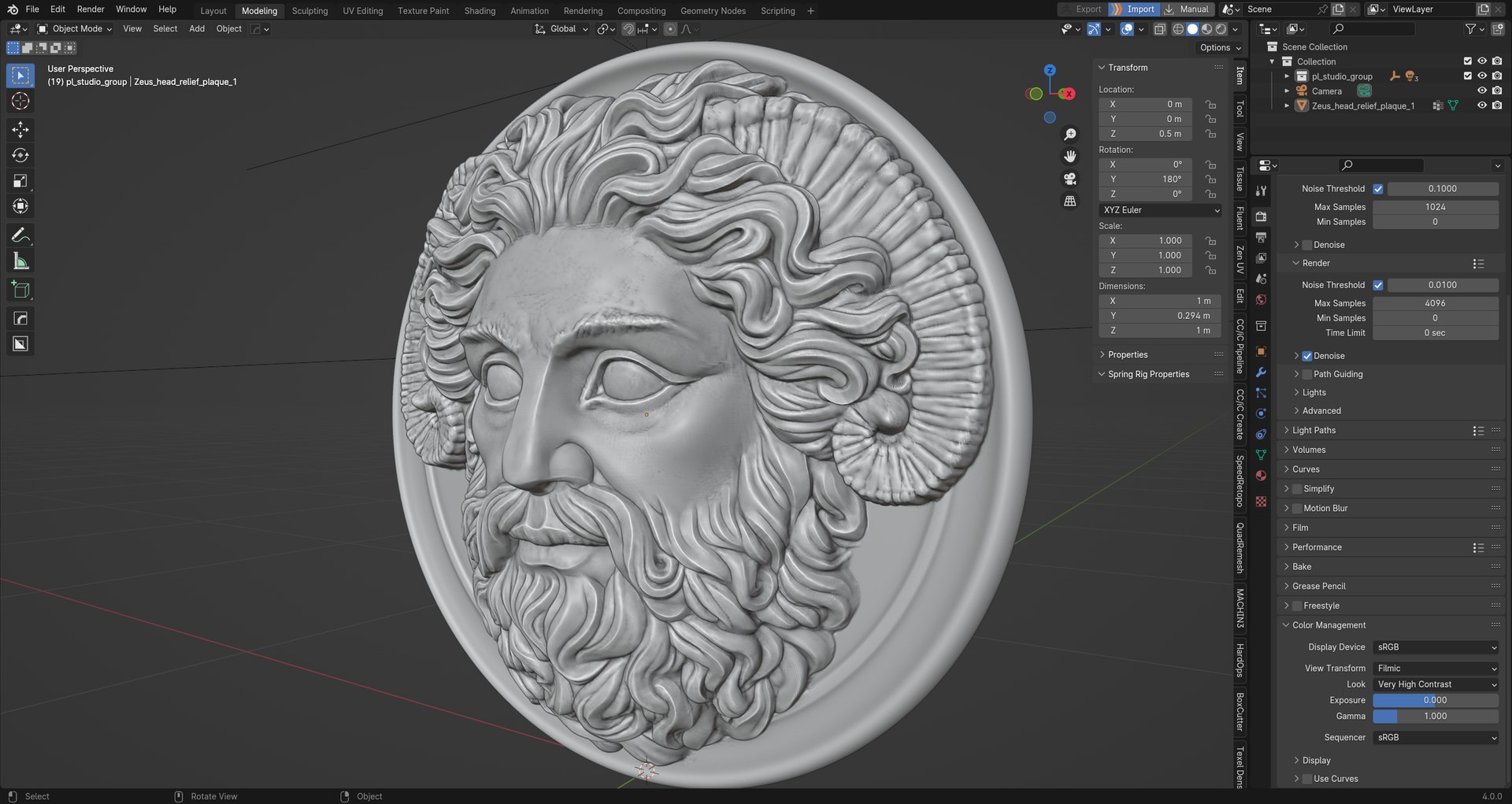 3D Model Roman Greek Zeus Sculptural Wall Relief Plaque - TurboSquid ...