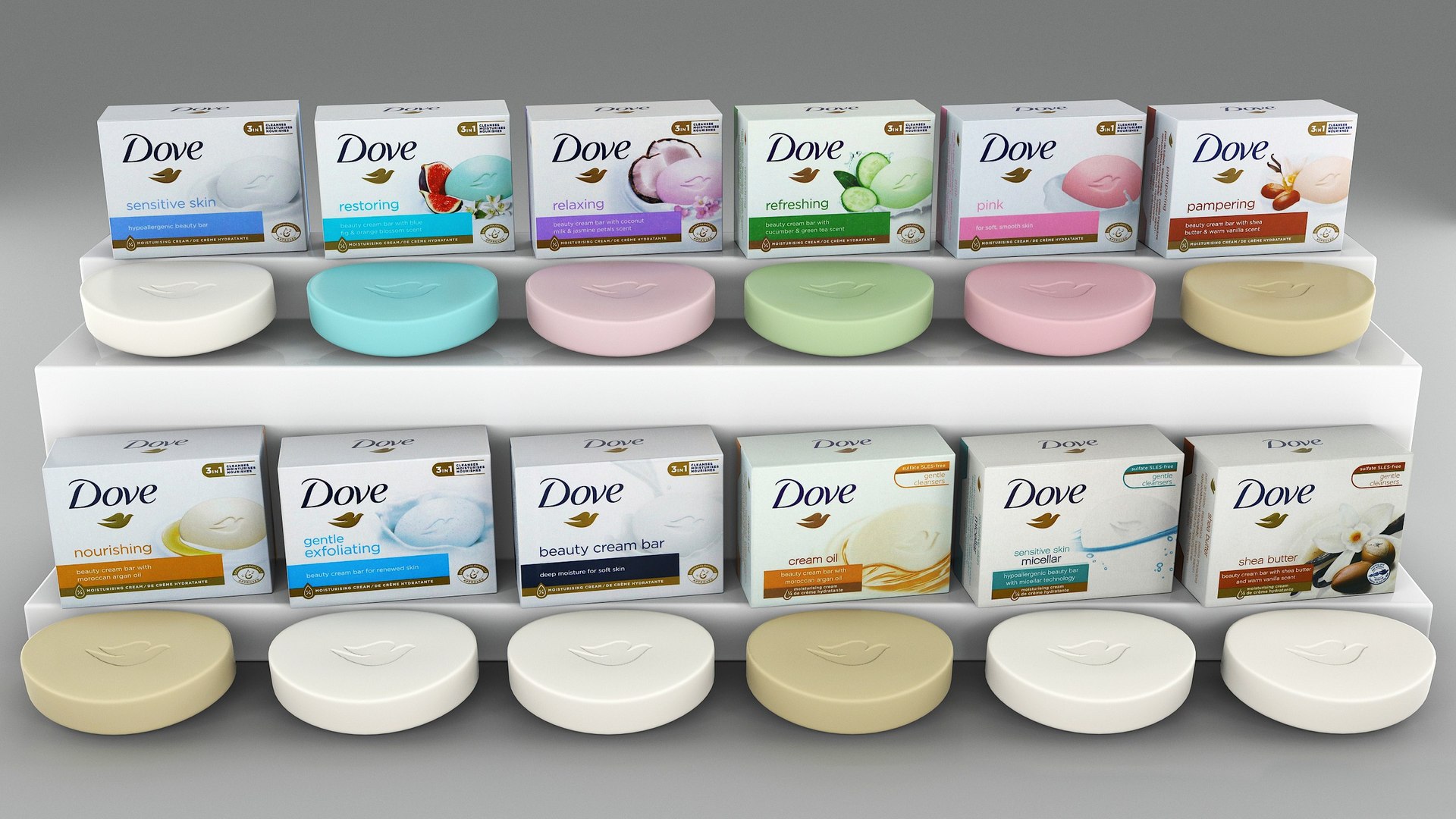 Dove Soap Set 12 Varieties Model - TurboSquid 2013050