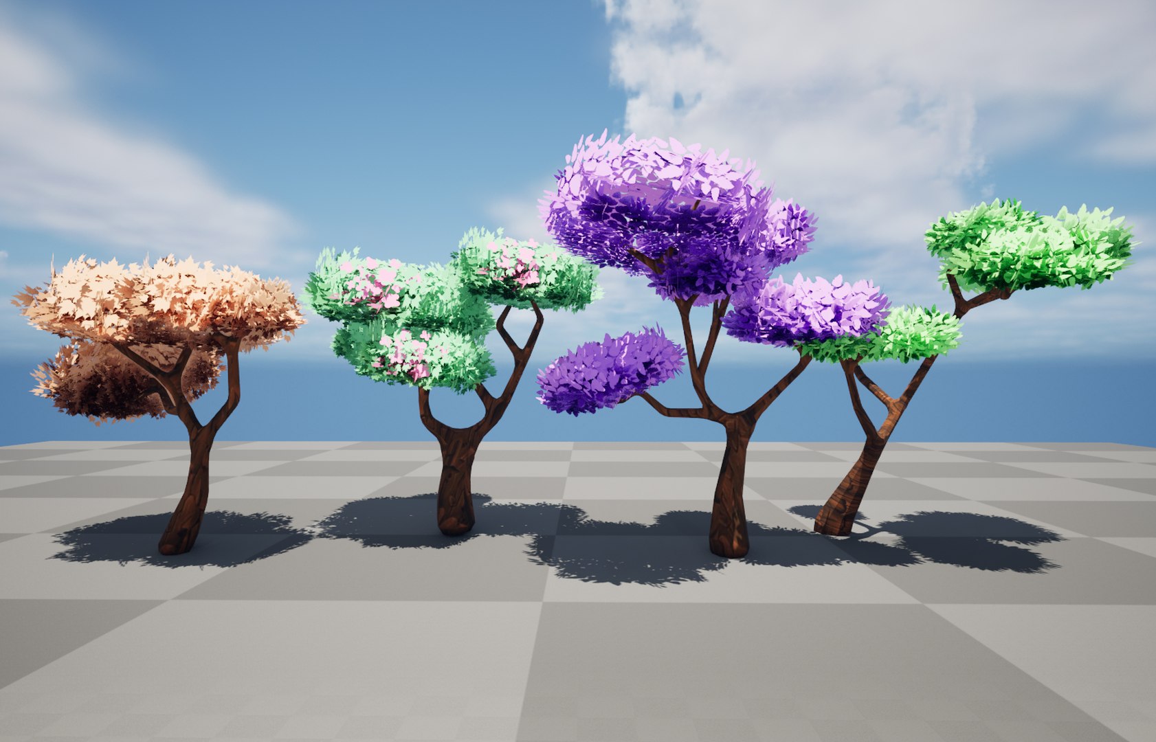 3D Colorful And Flowering Stylized Trees - TurboSquid 2111230