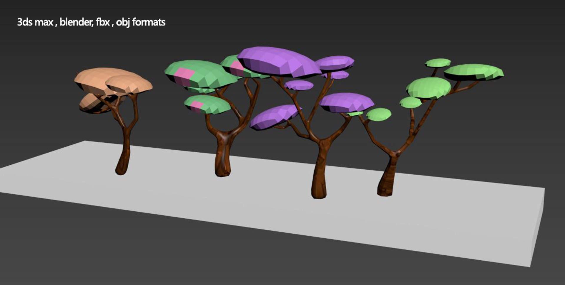 3D Colorful And Flowering Stylized Trees - TurboSquid 2111230