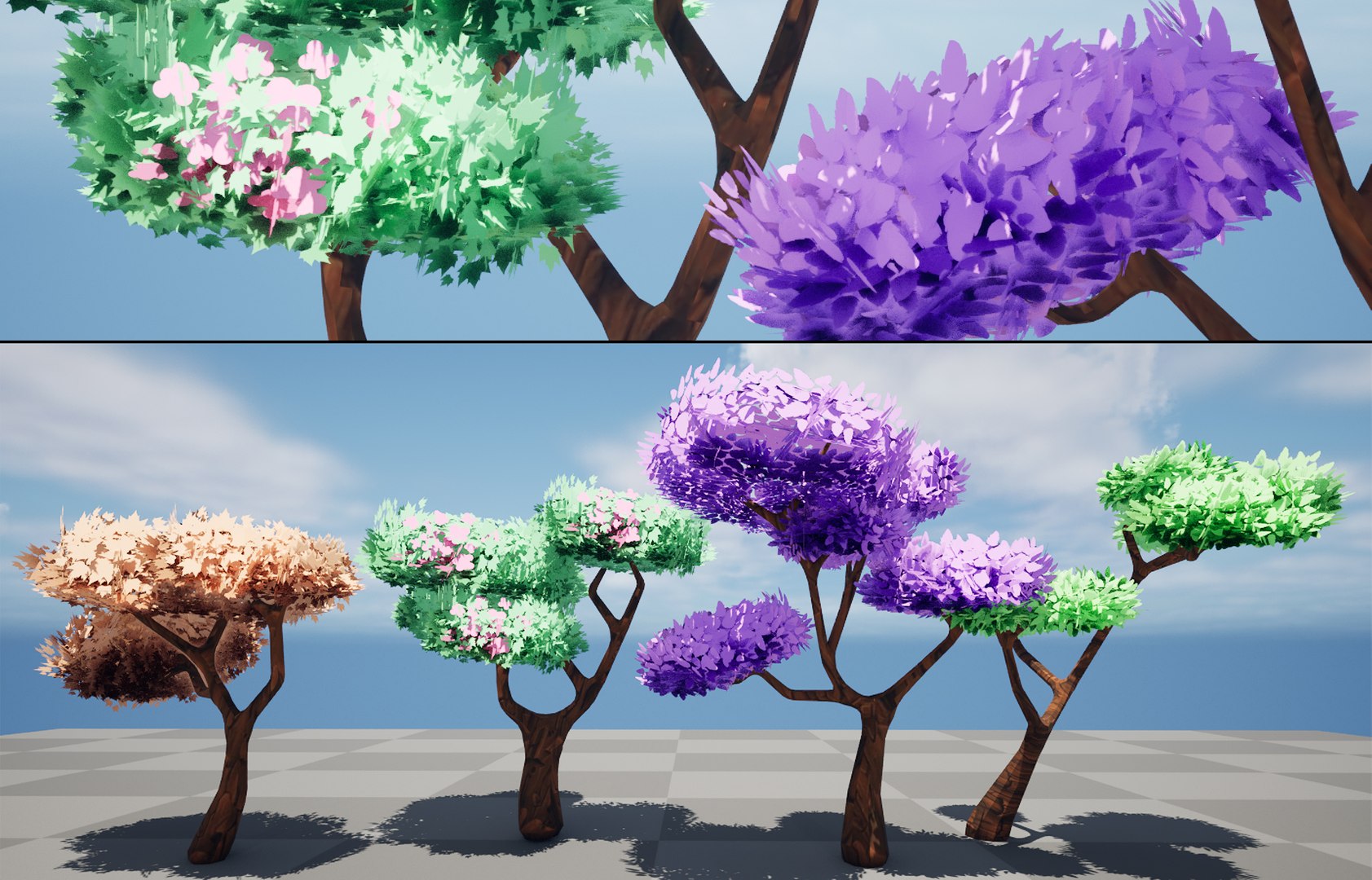 3D Colorful And Flowering Stylized Trees - TurboSquid 2111230