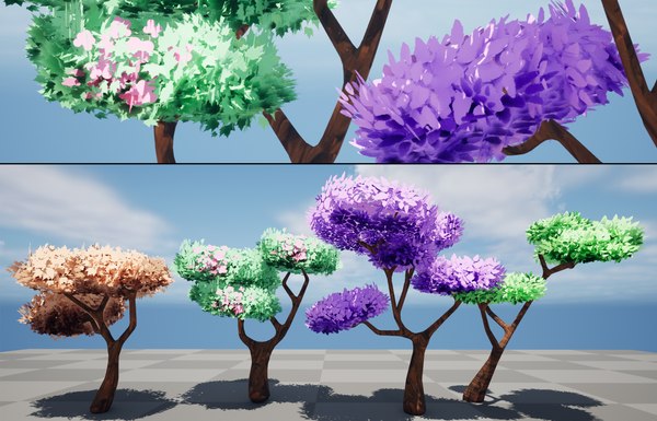 3D модель colorful and flowering stylized trees - TurboSquid 2111230