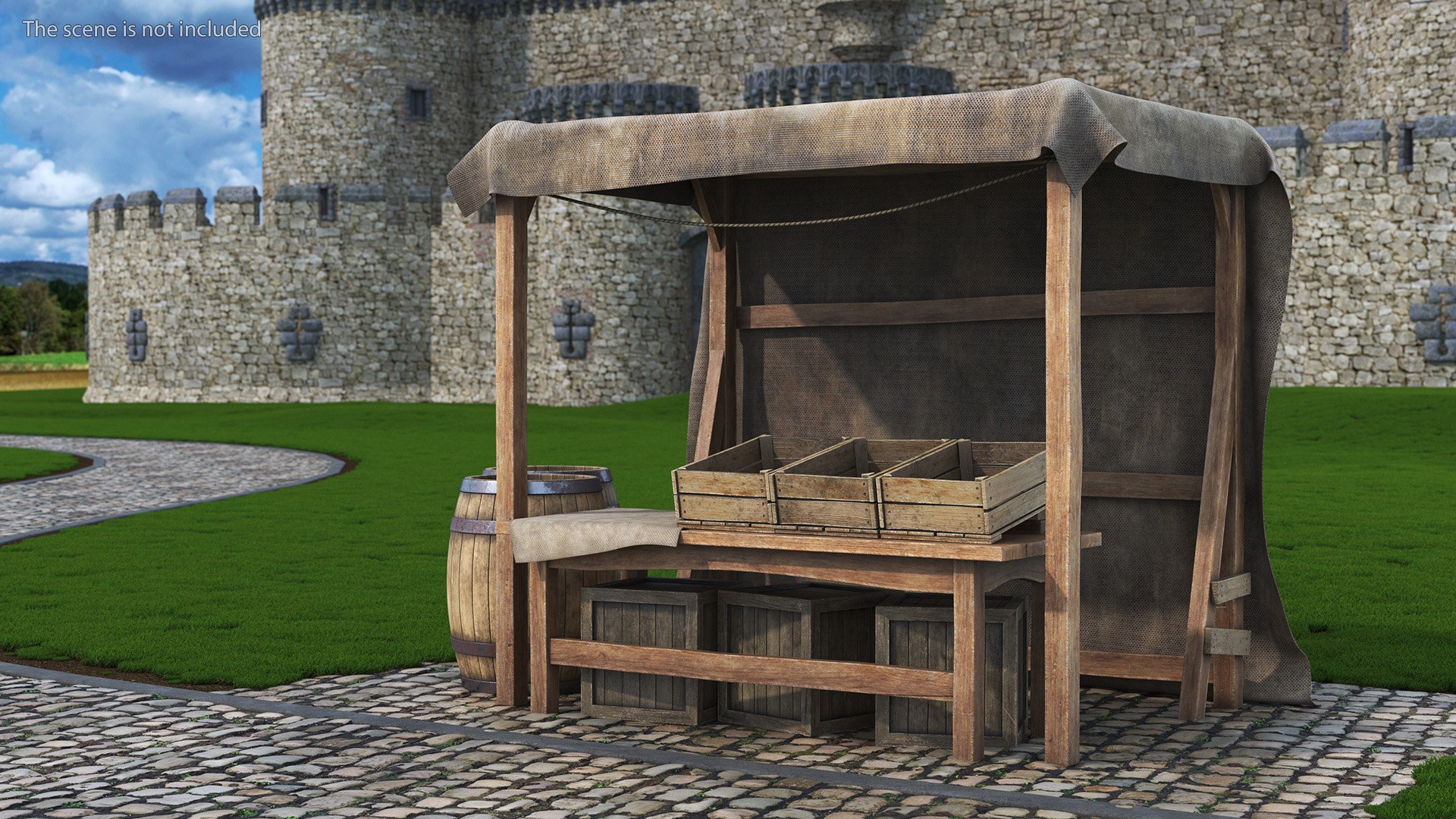 Medieval Market Stand With Barrels 3D Model - TurboSquid 2221533