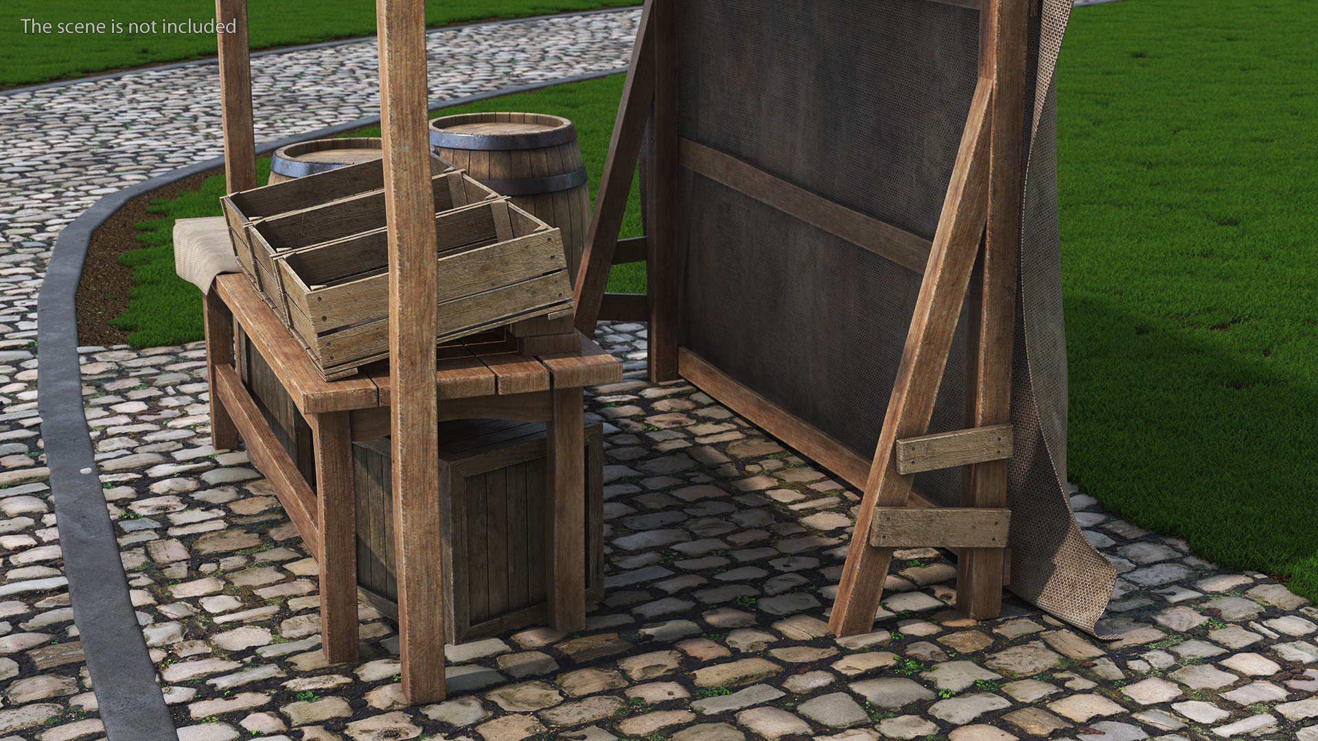 Medieval Market Stand With Barrels 3D Model - TurboSquid 2221533