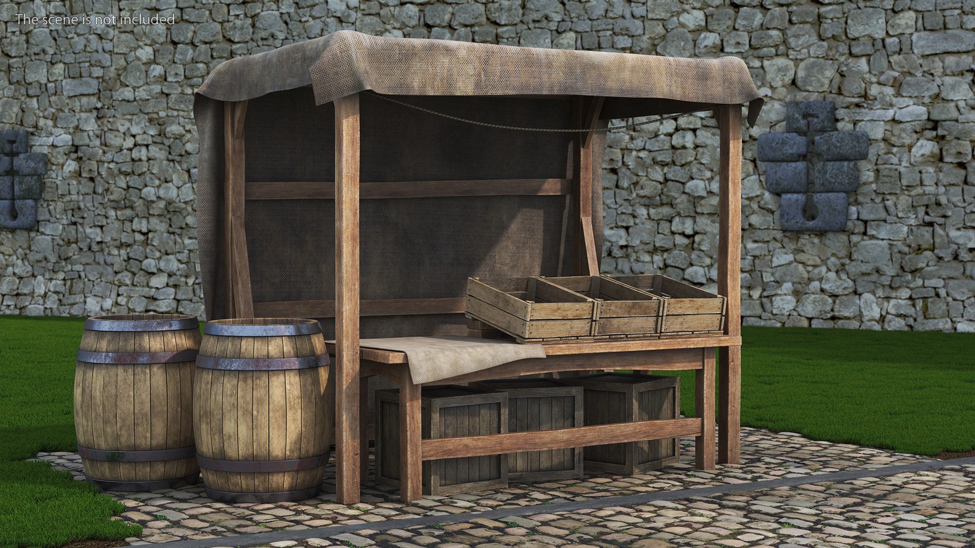 Medieval Market Stand With Barrels 3D Model - TurboSquid 2221533