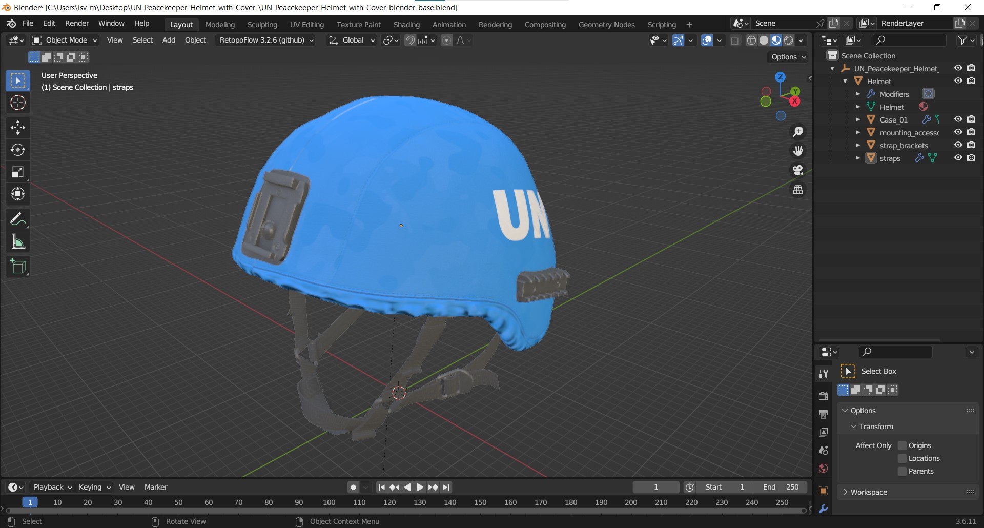UN Peacekeeper Helmet With Cover 3D Model - TurboSquid 2403556