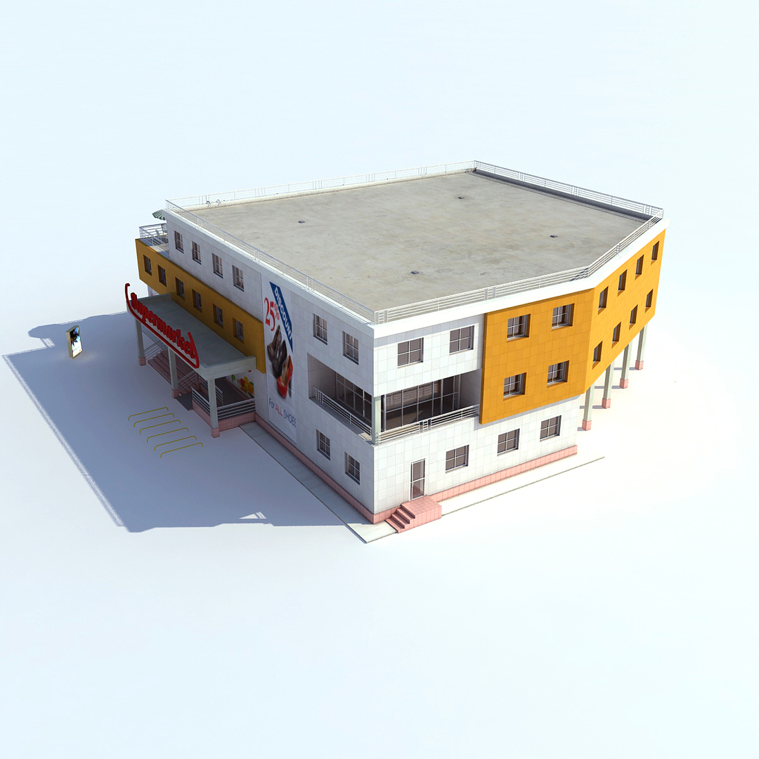 3d model of supermarket scene modelled