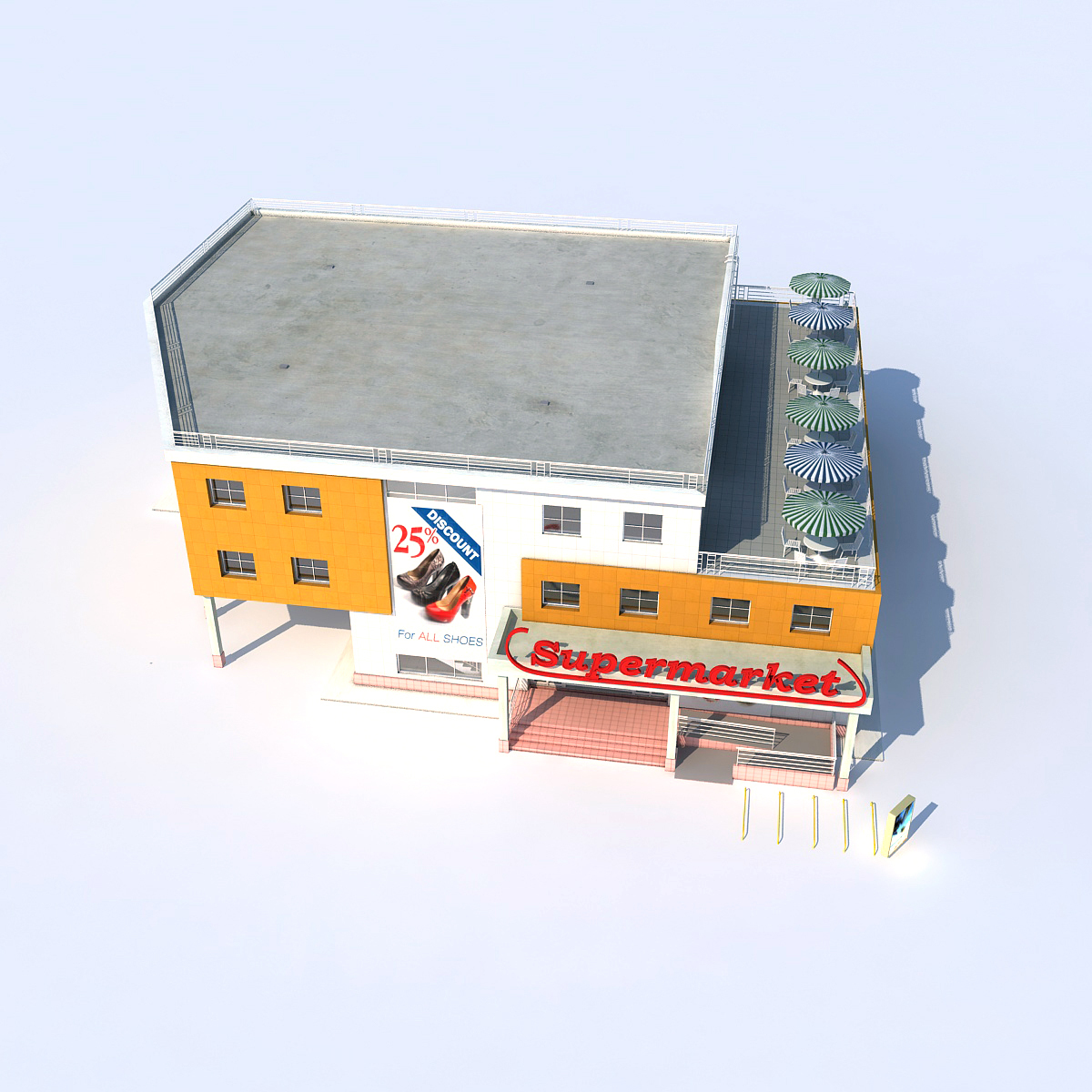 3d model of supermarket scene modelled