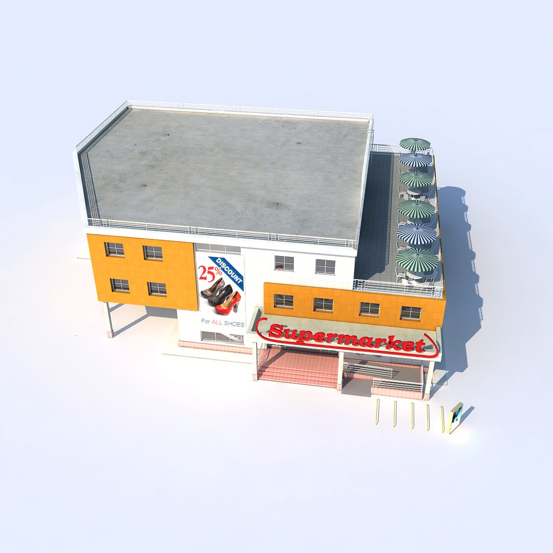 3d Model Of Supermarket Scene Modelled