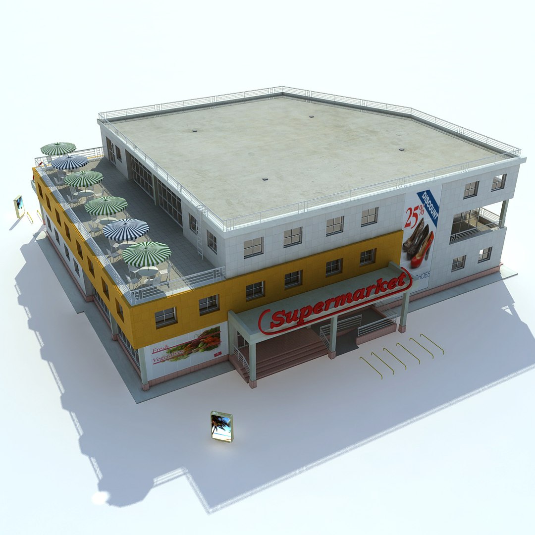 3d Model Of Supermarket Scene Modelled
