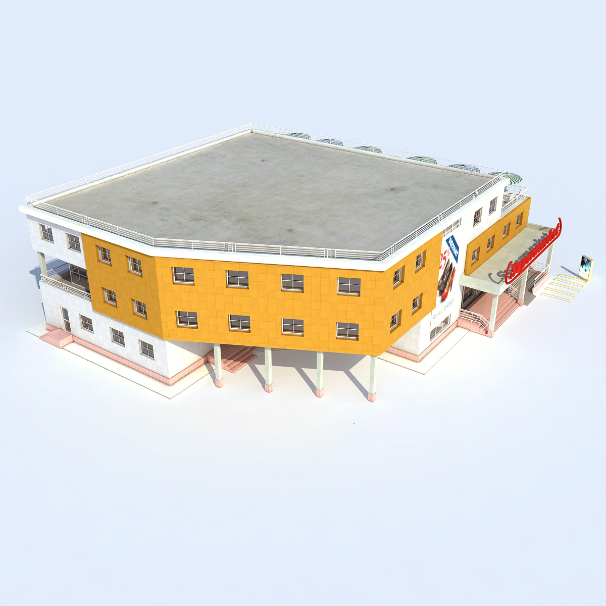 3d model of supermarket scene modelled