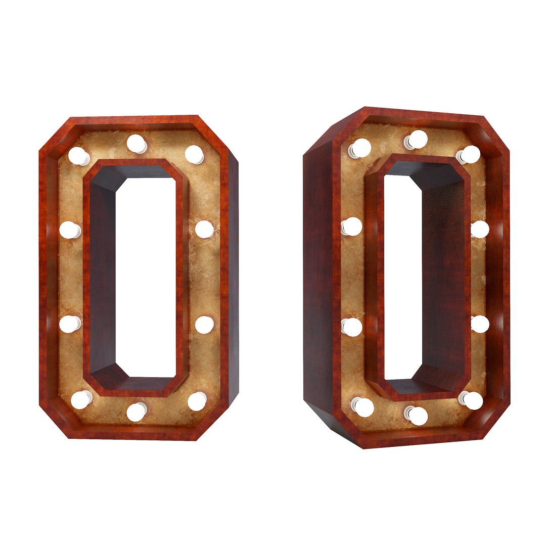 Marquee Number Zero Led Wooden Glow Sign 3dmodel 3D Model - TurboSquid ...