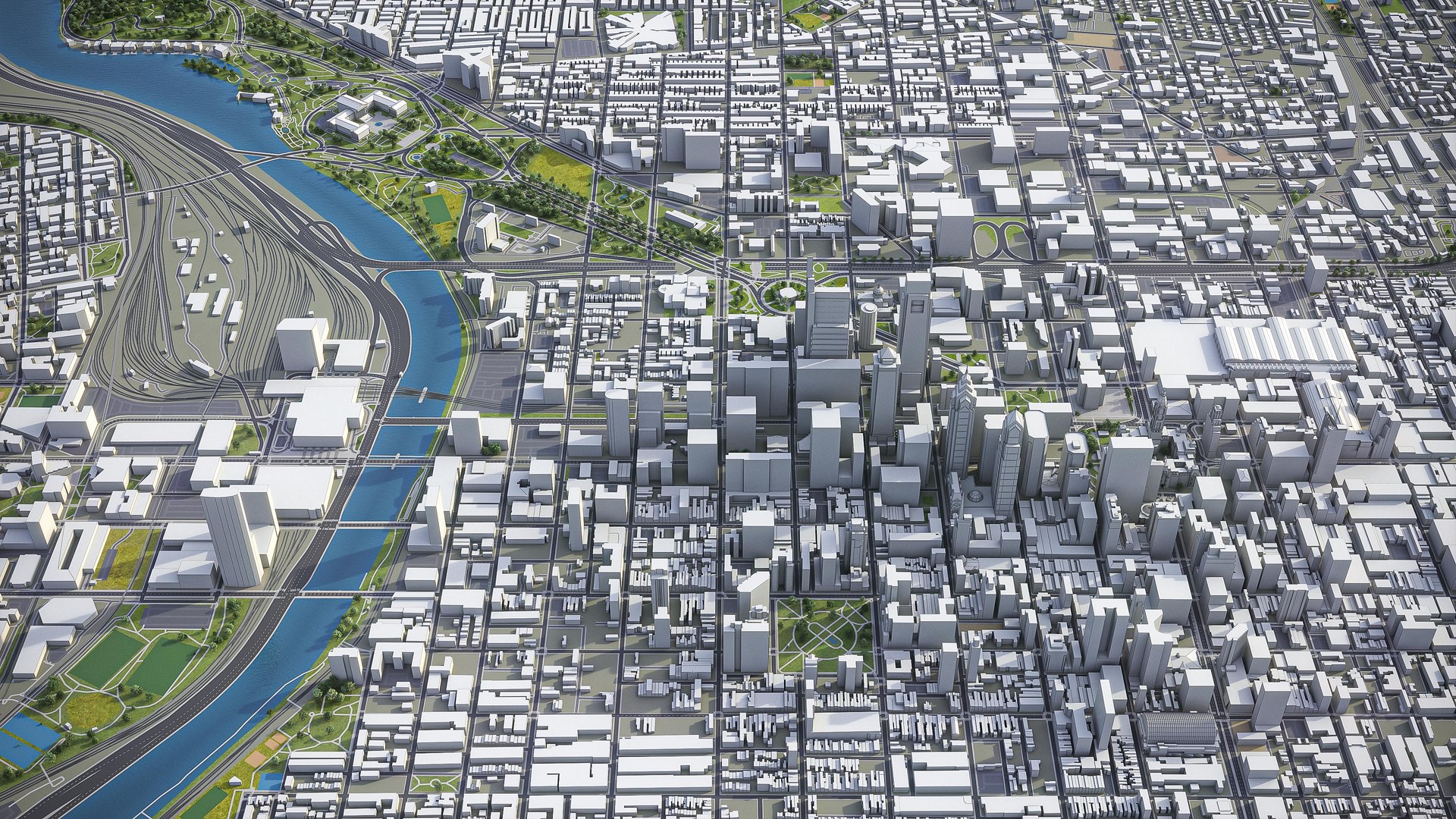 3D City Philadelphia Surrounding Area - TurboSquid 1404117