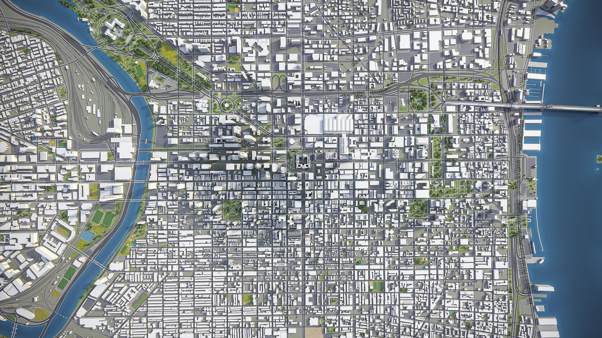3D City Philadelphia Surrounding Area - TurboSquid 1404117