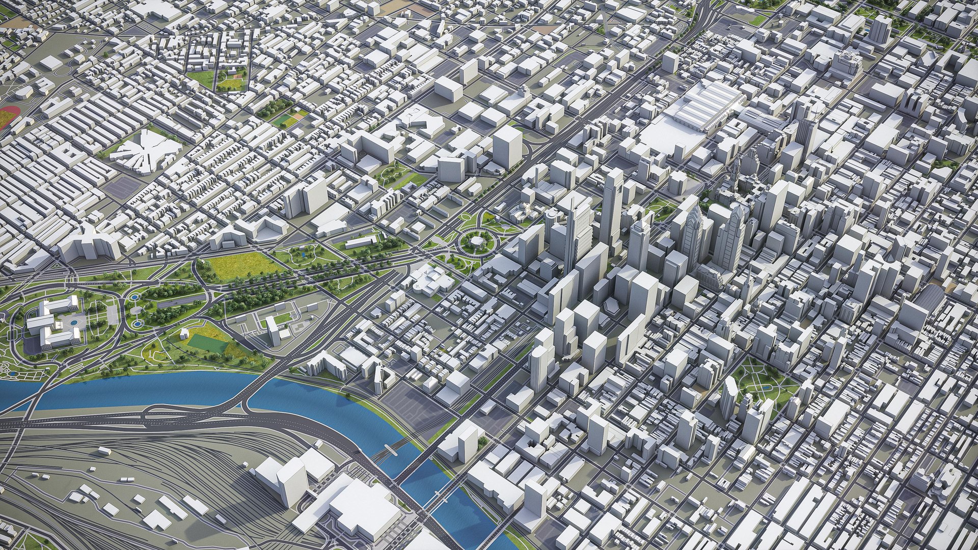 3D City Philadelphia Surrounding Area - TurboSquid 1404117