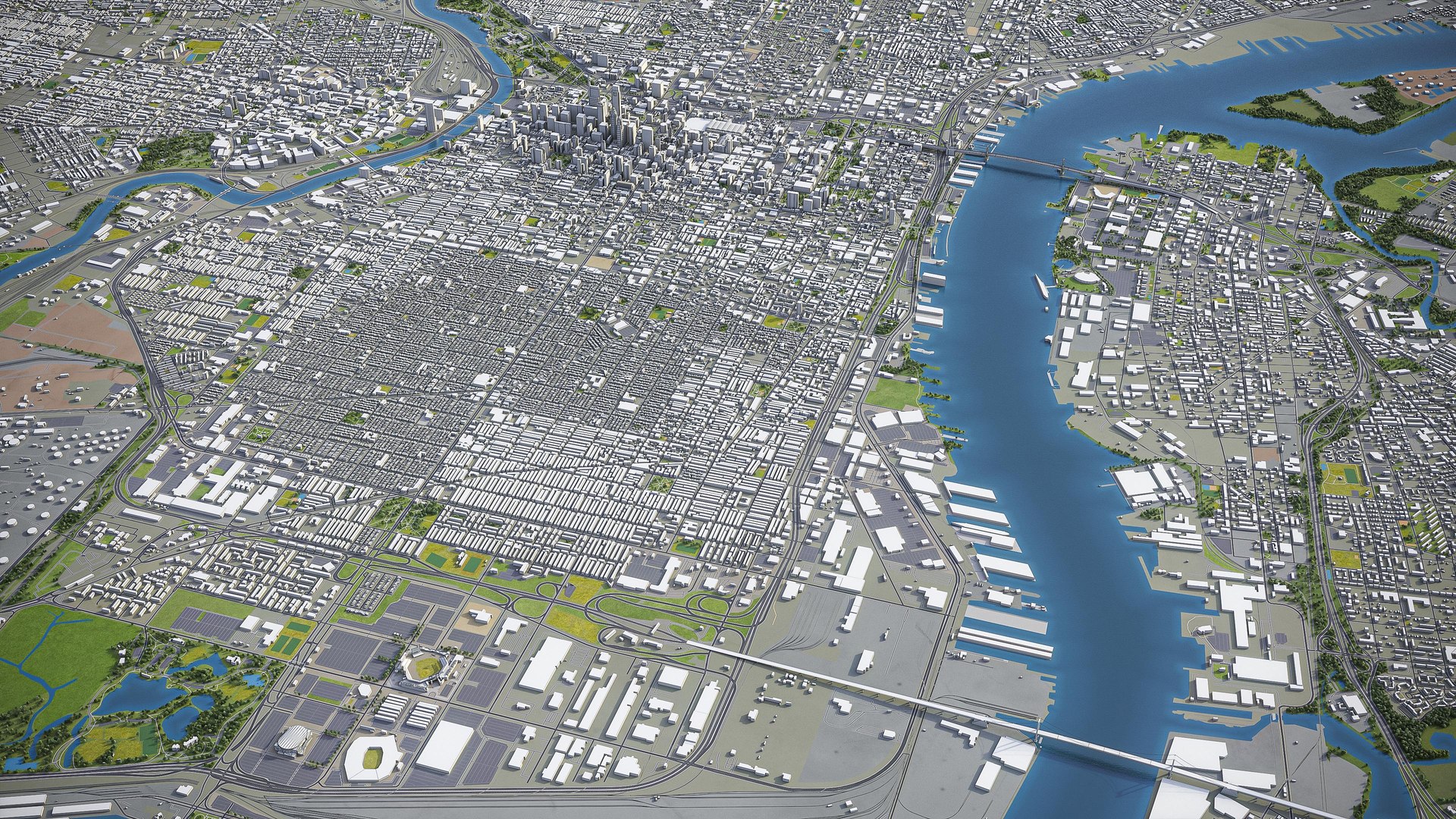 3D City Philadelphia Surrounding Area - TurboSquid 1404117
