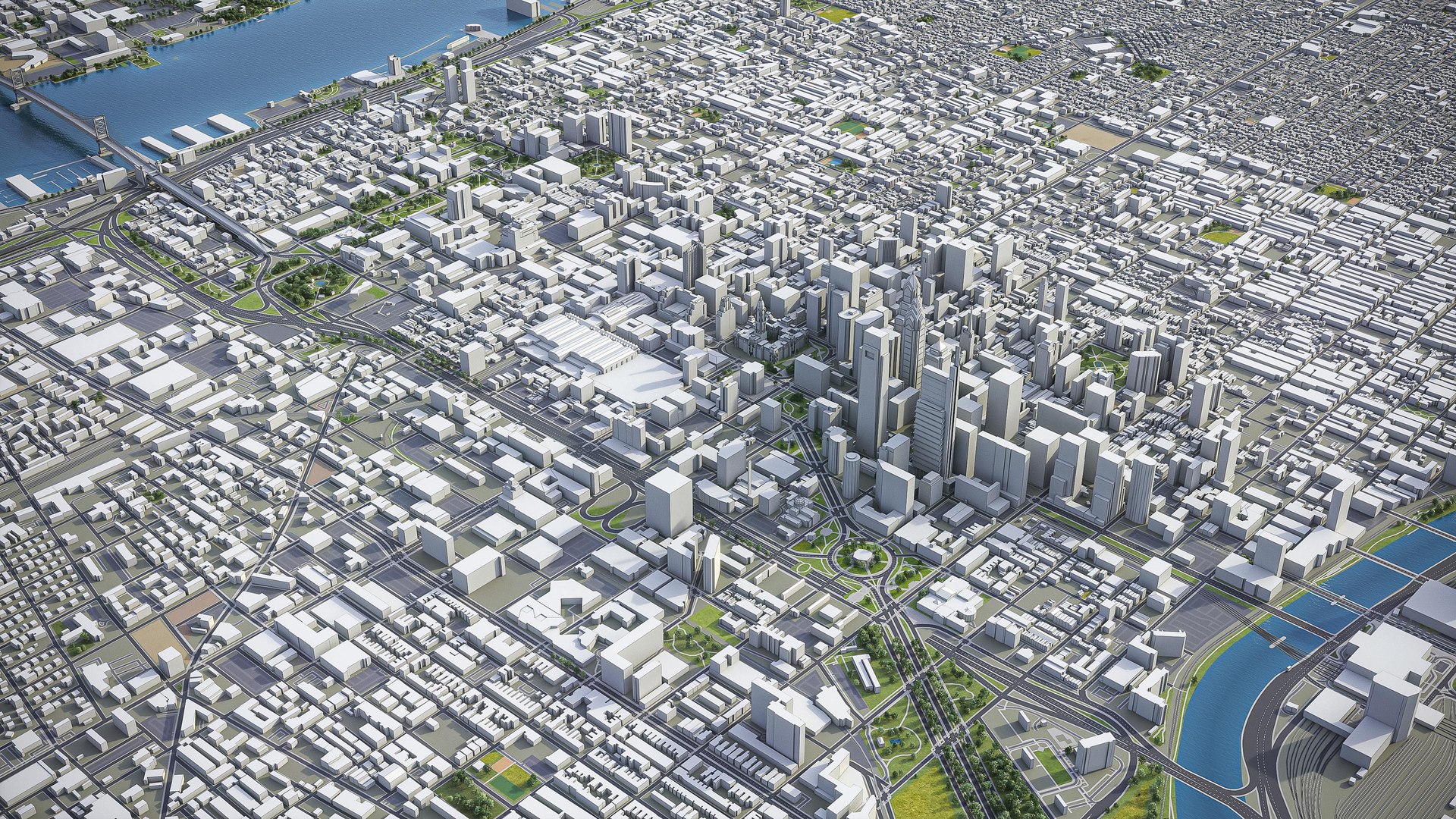 3D City Philadelphia Surrounding Area - TurboSquid 1404117