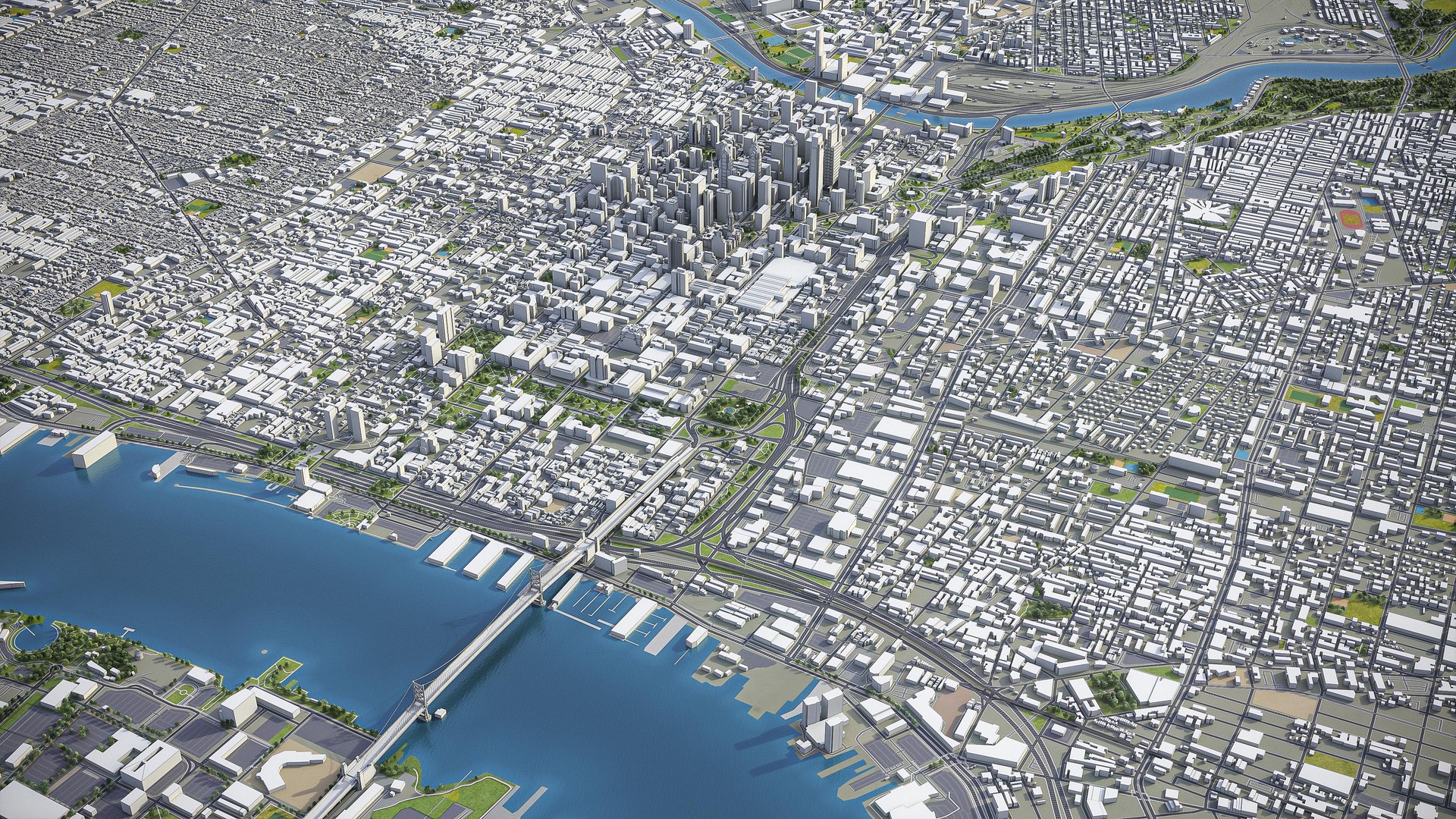 3D city philadelphia surrounding area - TurboSquid 1404117