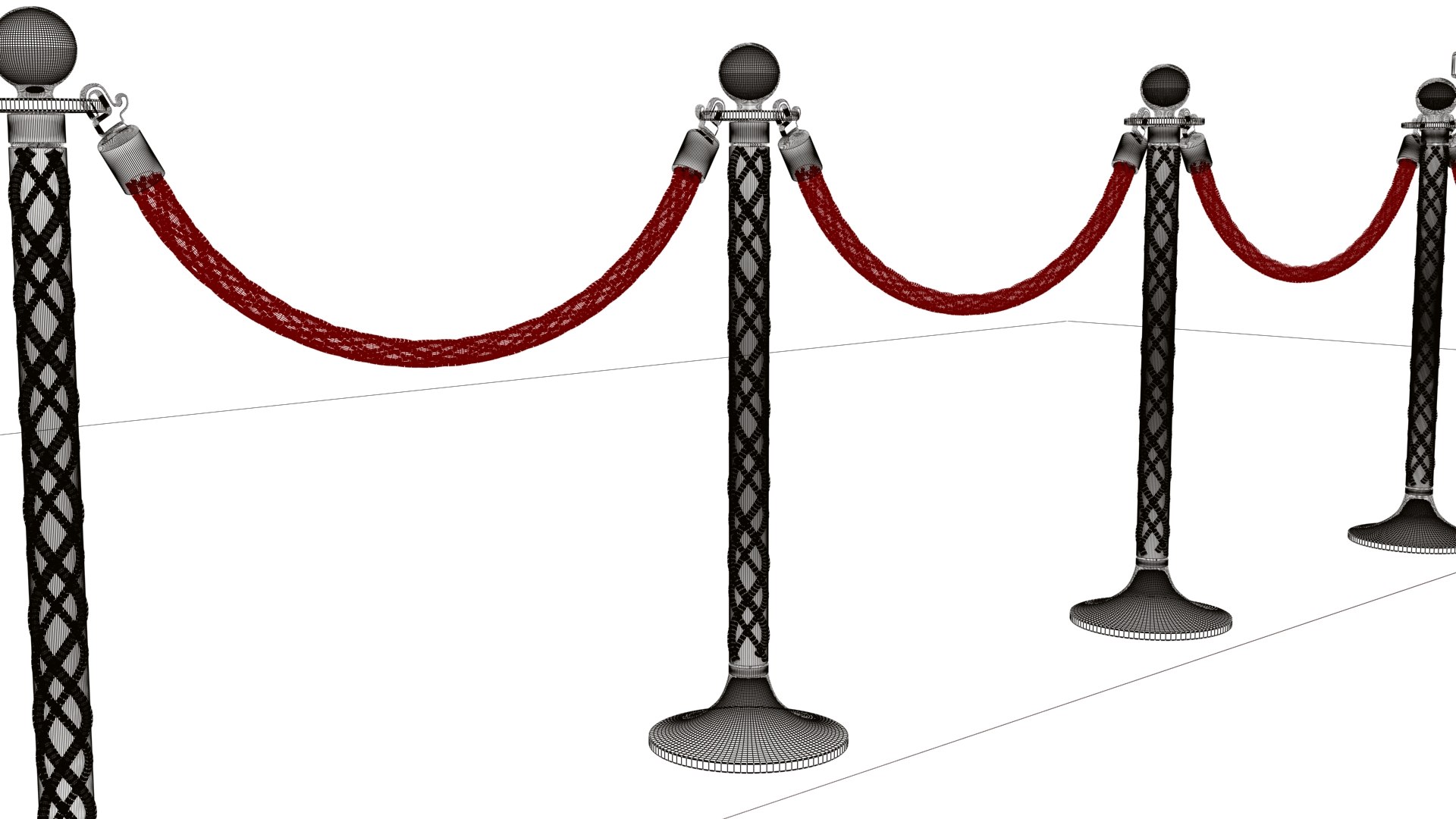Red Carpet Velvet Ropes And Stanchions Model - TurboSquid 2029396
