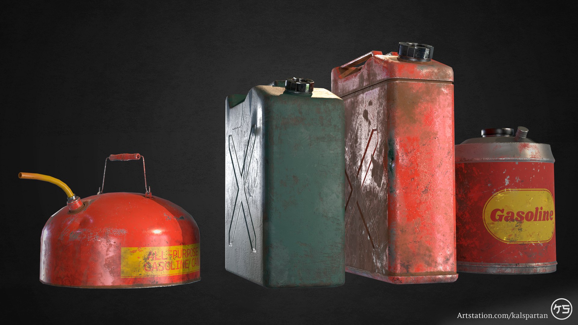 Gasoline Cans Set Game Ready Prop 3D Model - TurboSquid 2188330