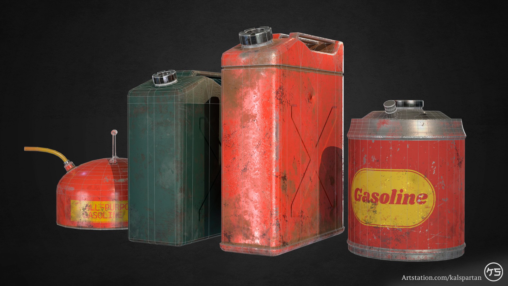 Gasoline Cans Set Game Ready Prop 3D Model - TurboSquid 2188330