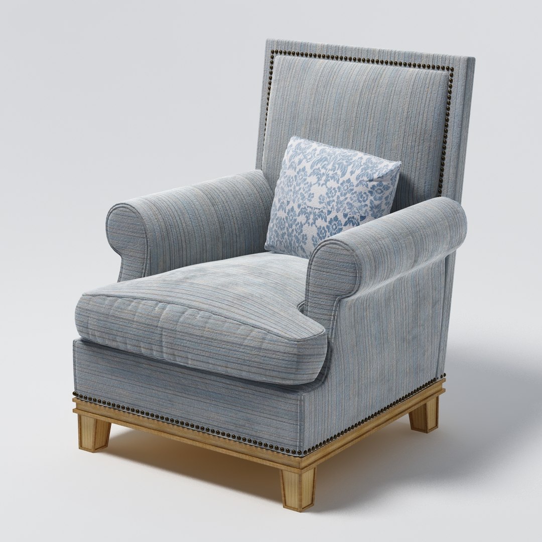 long classical chair 3d model