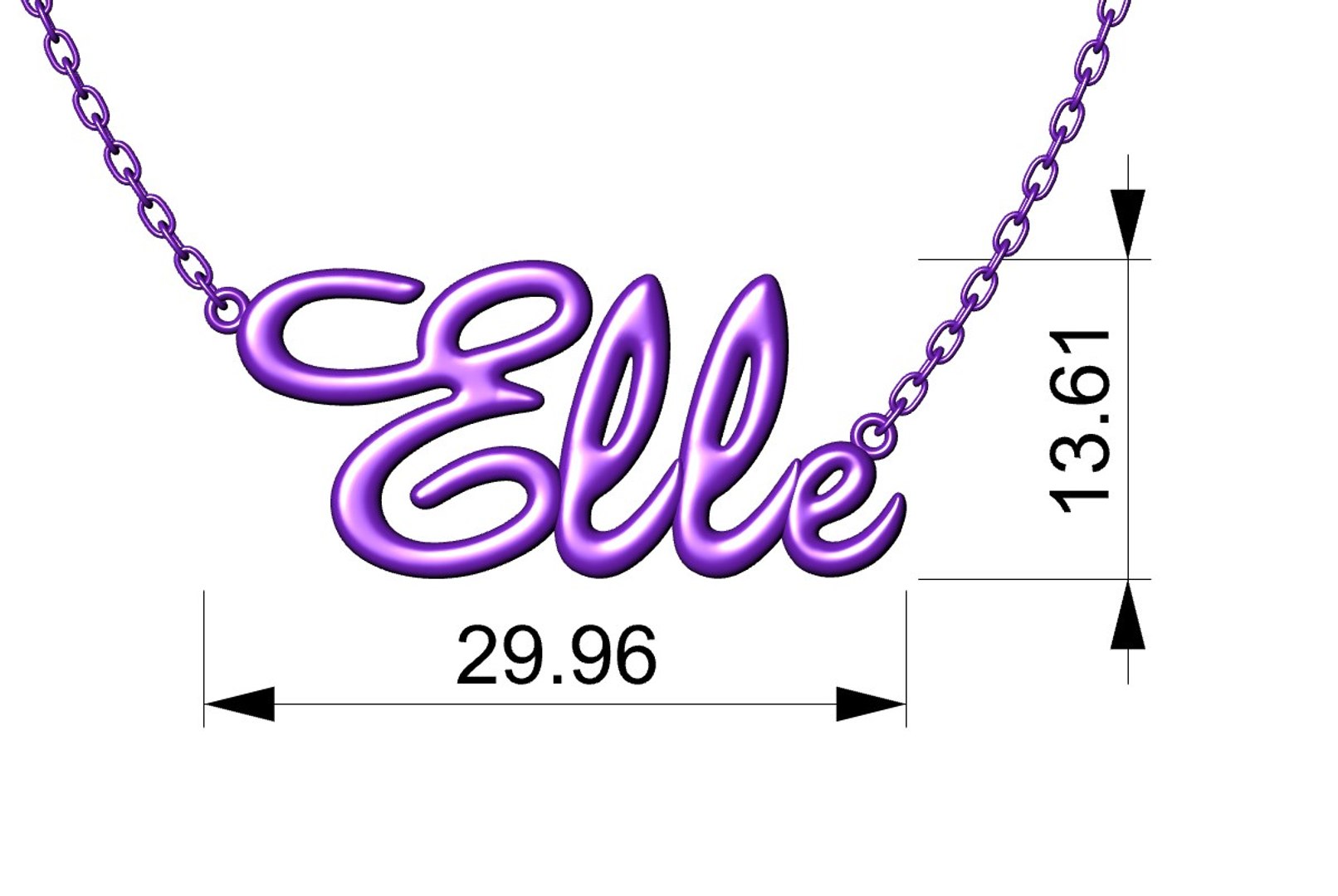 Elle Shiny Surface Version Jewelry Font Necklace Pendant Design-EDS-B ...