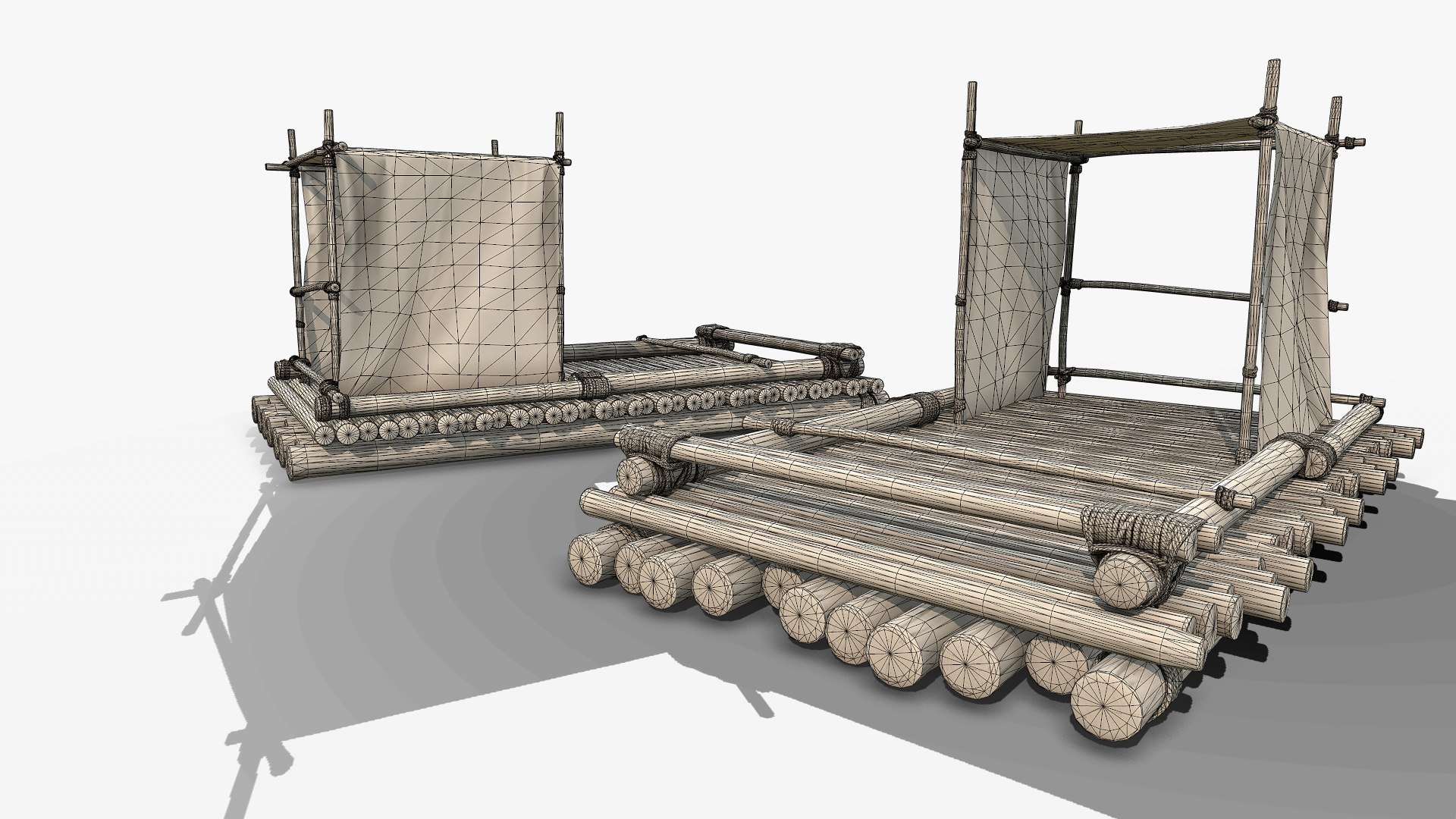 3D model PBR Wooden Raft 2 - TurboSquid 1746607