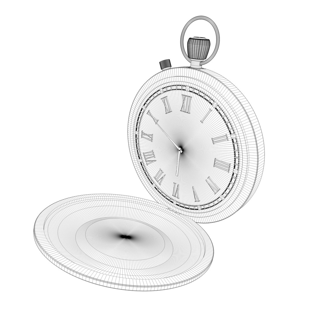 3d Model Golden Pocket Watch