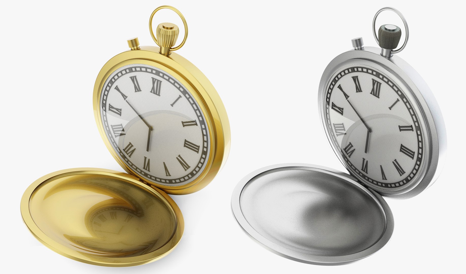 3d Model Golden Pocket Watch