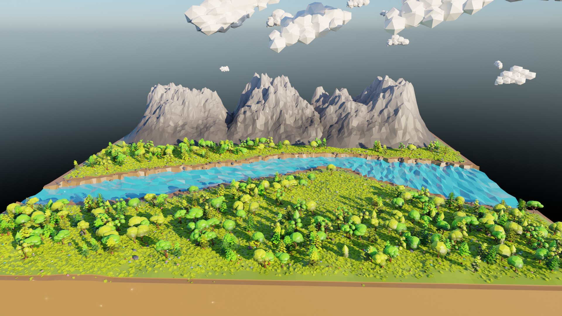 3D Model Mountain Scene - TurboSquid 2006469