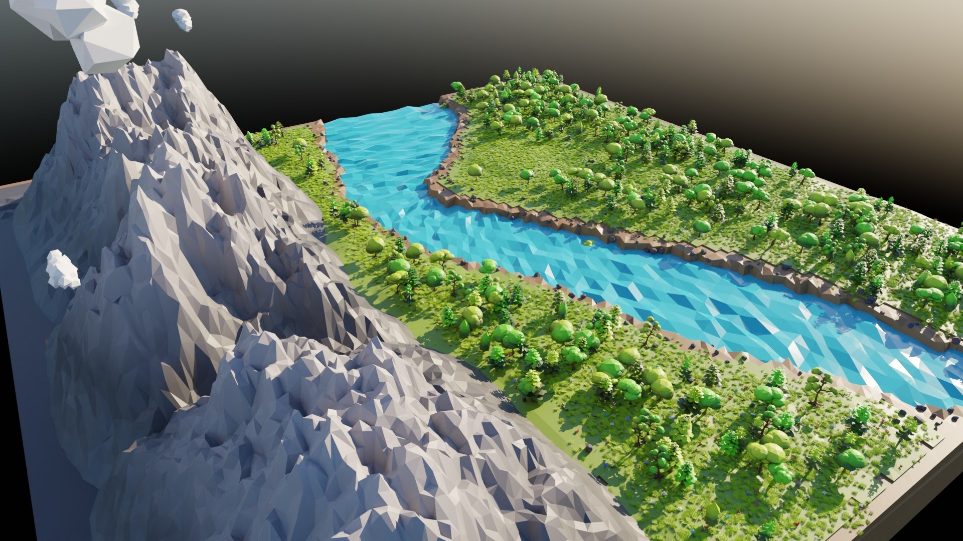 3D Model Mountain Scene - TurboSquid 2006469
