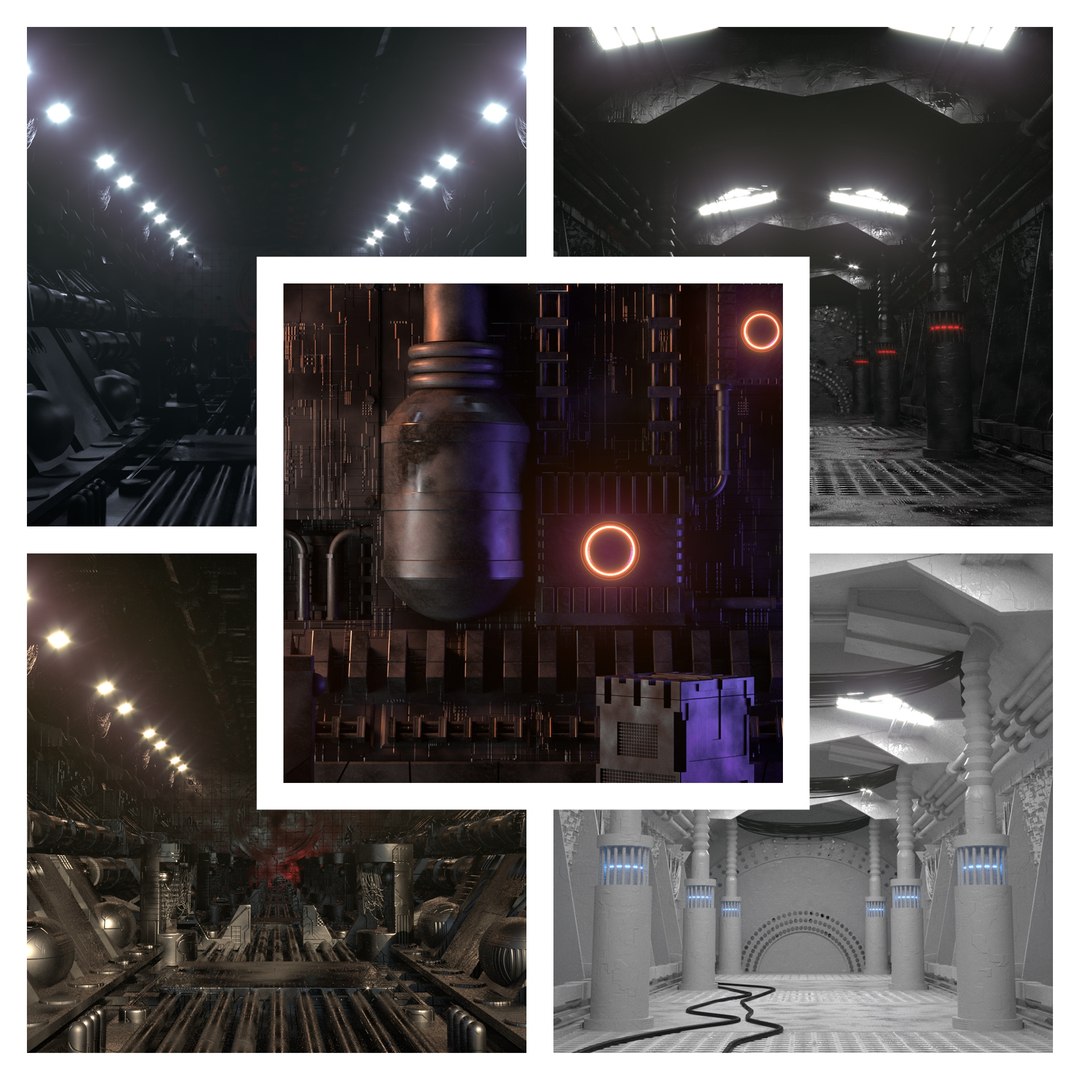 modelo 3d Futuristic Sci Fi Corridor Collection With Bonus - TurboSquid ...