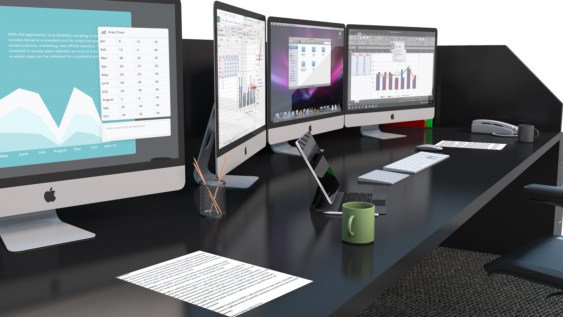 3D Model Office Workstation Desk - Black - TurboSquid 1921212