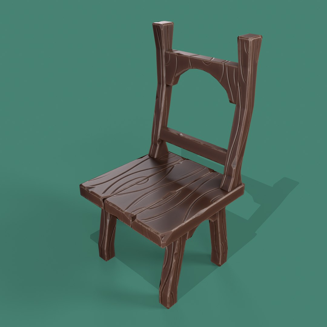Wooden chair stylized 3D model - TurboSquid 1703275