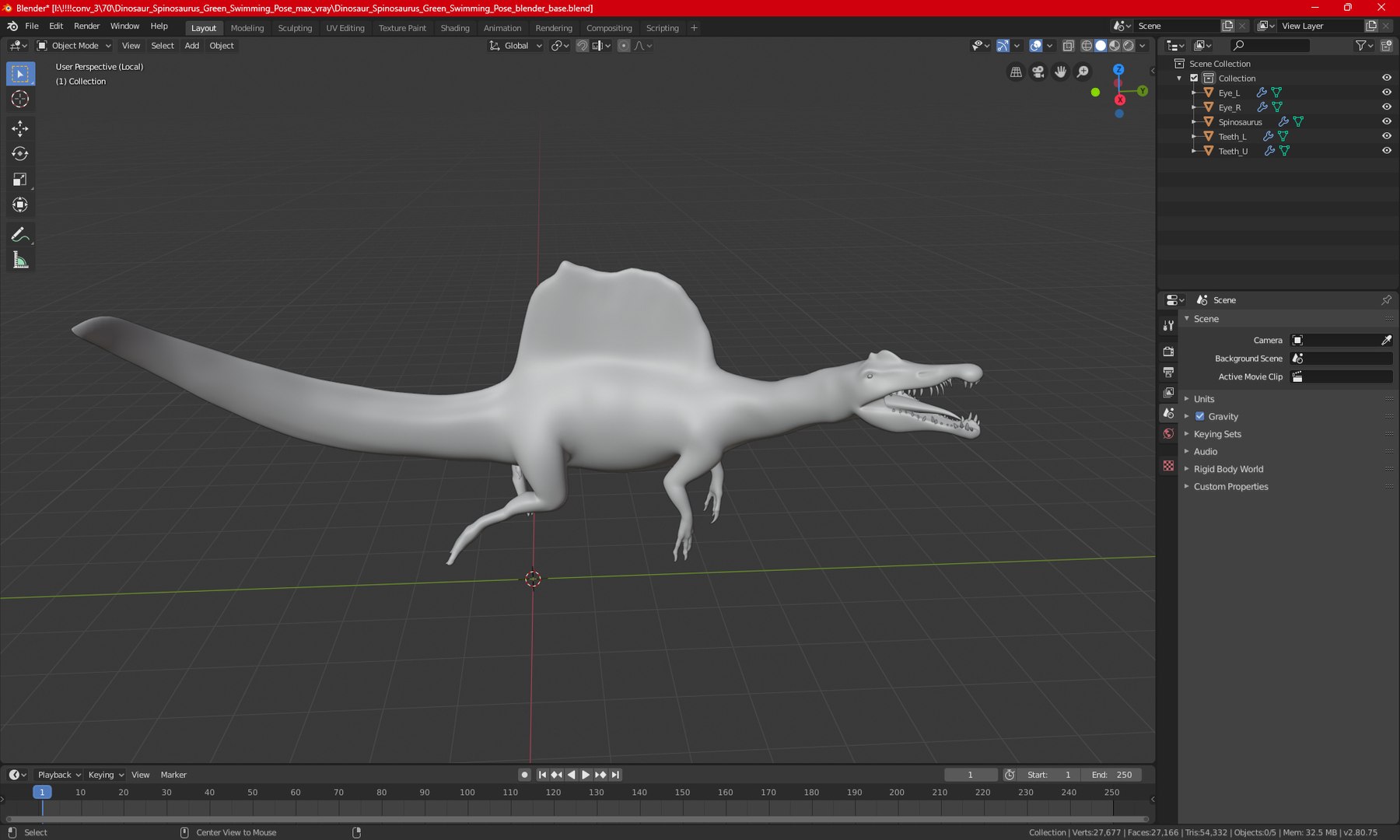 3D Spinosaurus Swimming Pose - TurboSquid 2264771