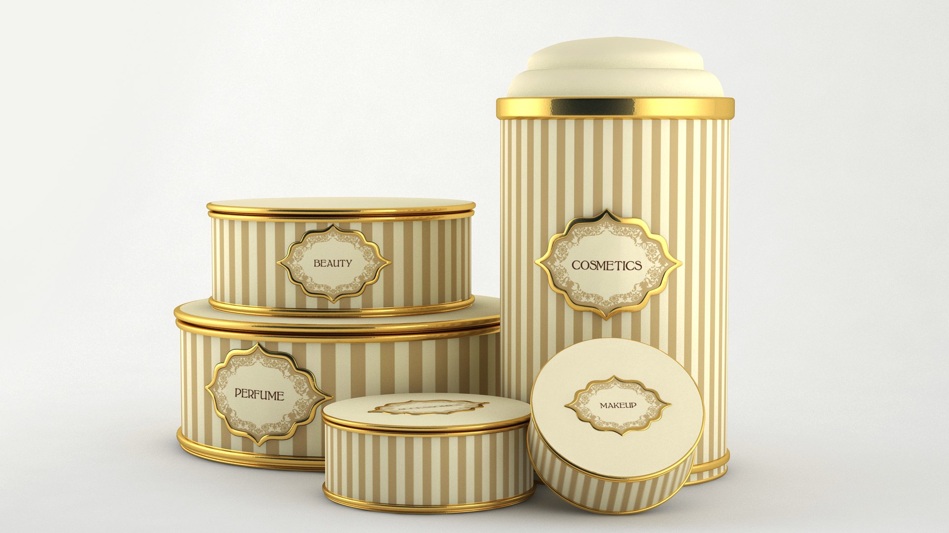 Chic Metallic Cylindrical Boxes 3D Model - TurboSquid 1848950